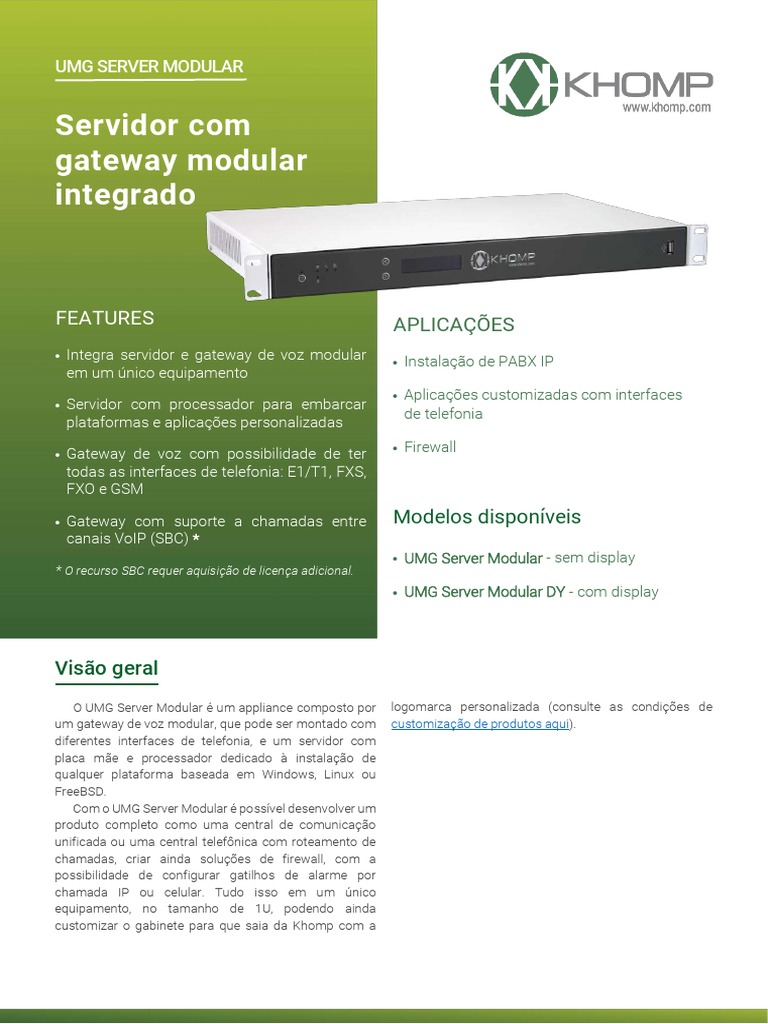Servidor Com Gateway Modular Integrado | PDF | Voz sobre IP (VoIP ...