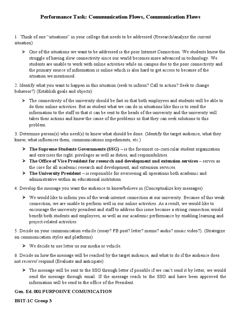 Group 1 Performance Task | PDF | Communication | Cognition