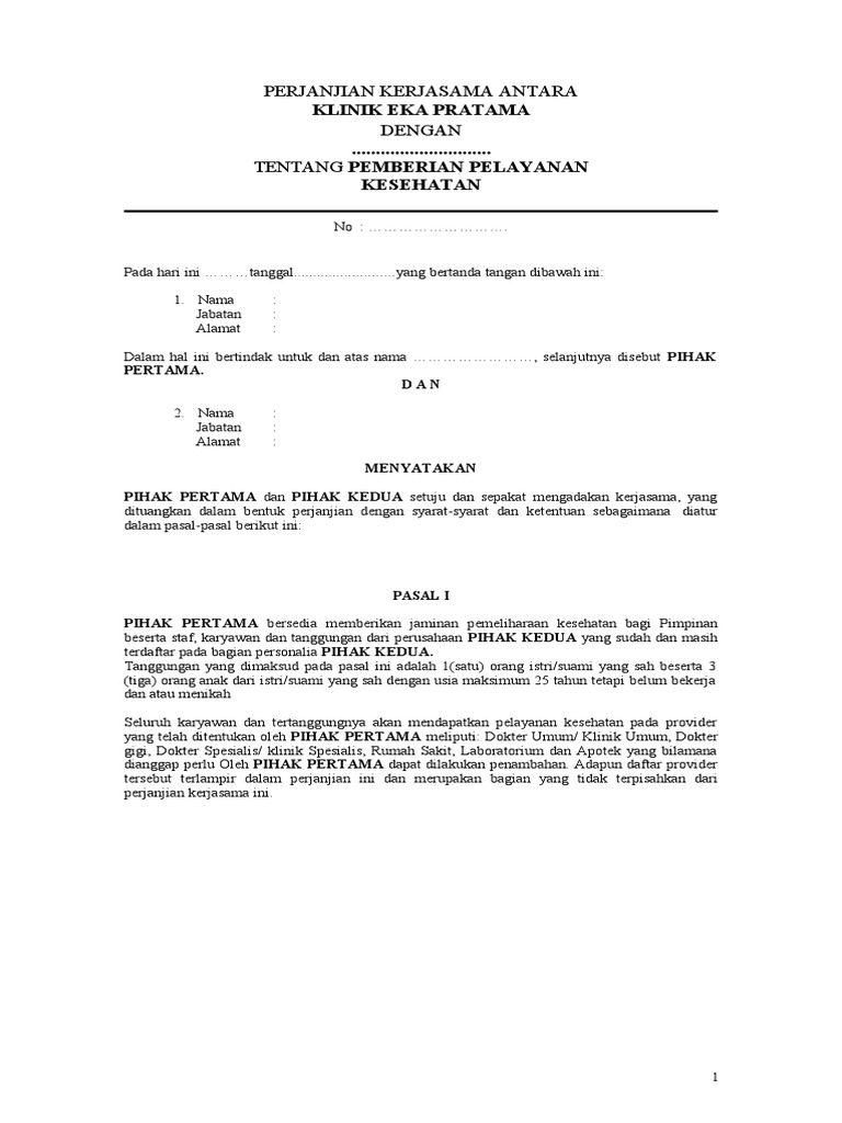 Mou Klinik Dan Perusahaan Pdf