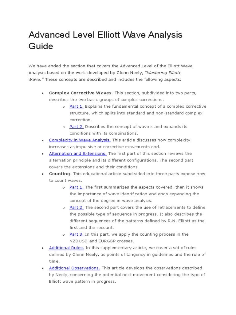Advanced Level Elliott Wave Analysis Guide | PDF
