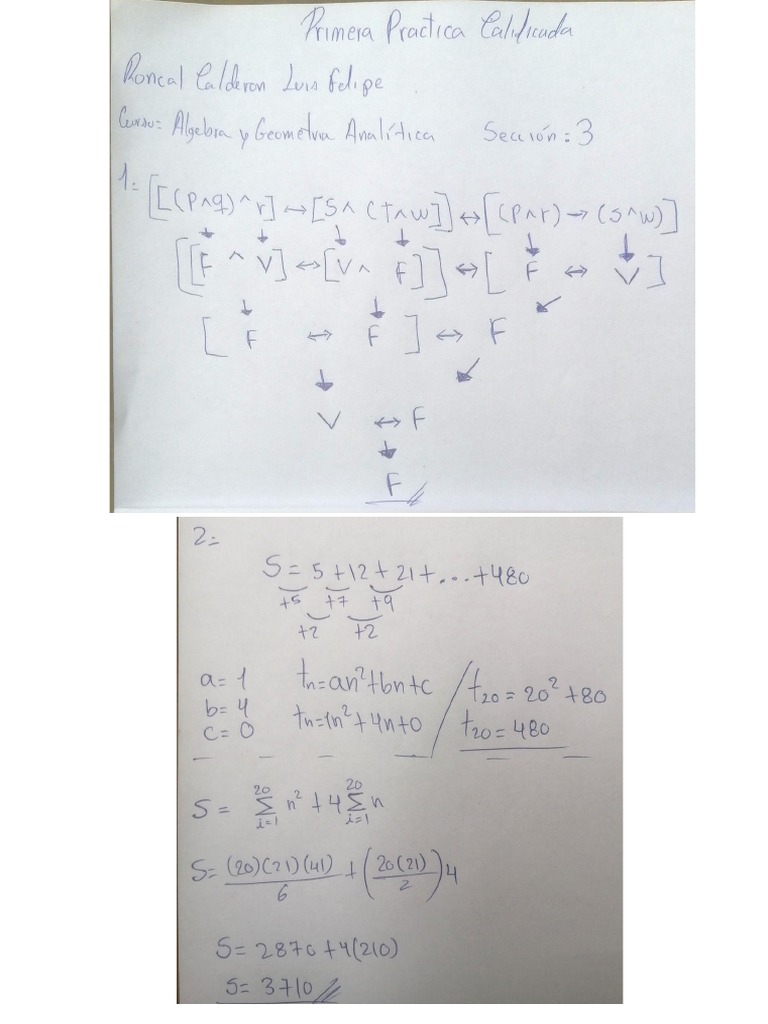 Practica Calificada Algebra y Geometria Analitica Luis Roncal Seccion 3 ... Practica Calificada Algebra y Geometria Analitica Luis Roncal Seccion 3 ...