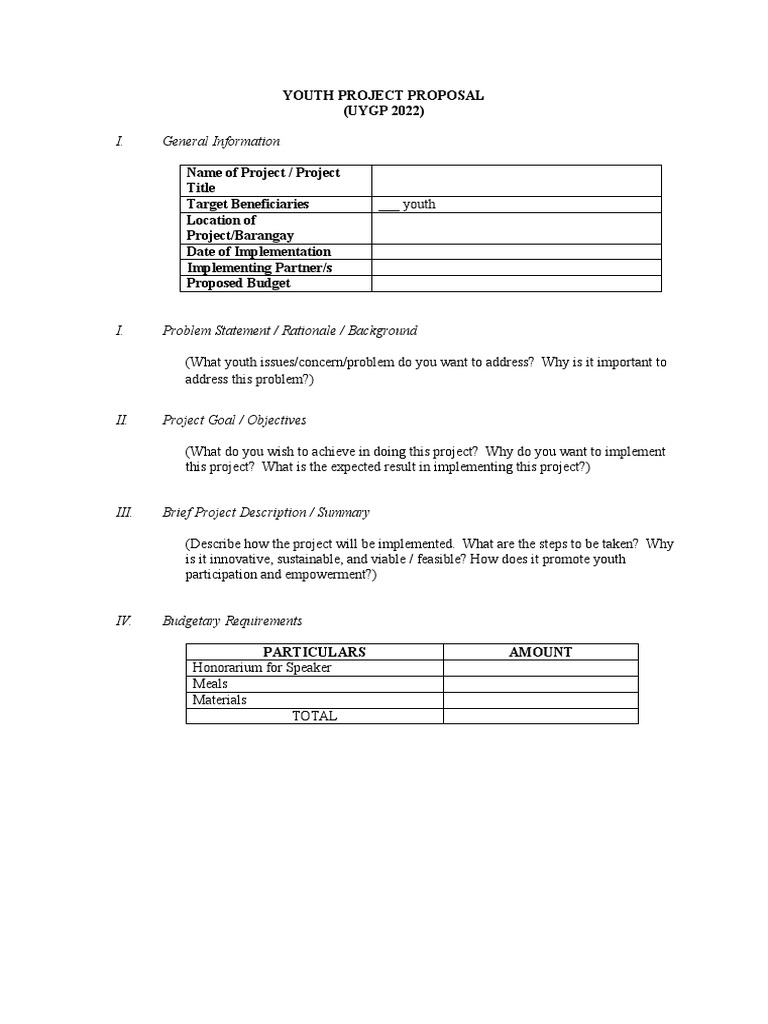 Youth Project Proposal | PDF