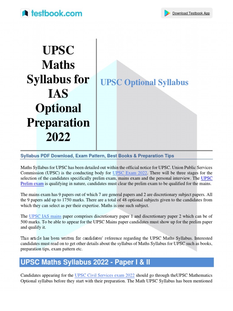 UPSC Math Syllabus | Download Free PDF | Integral | Matrix (Mathematics)
