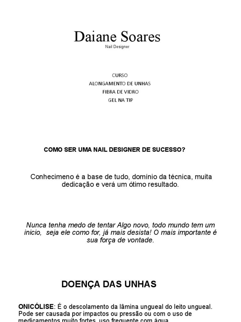 Daiane Soares Curso | PDF | Unha | Pele
