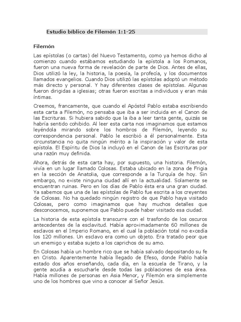 Estudio bíblico de Filemón 1 | PDF