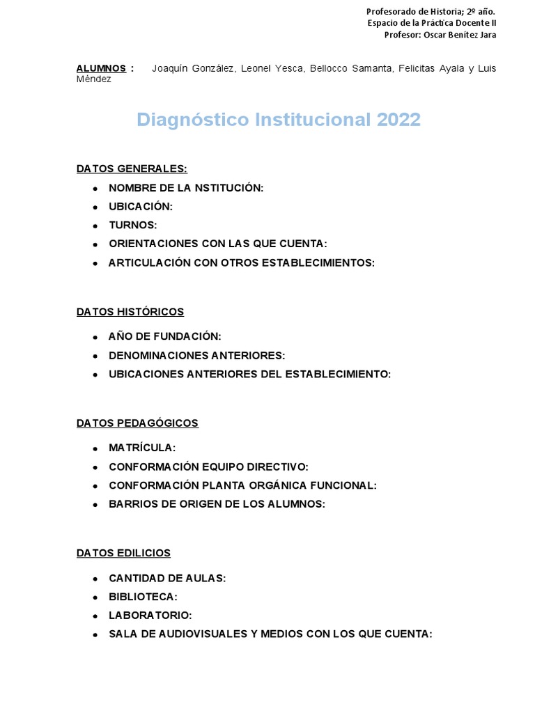 Diagnostico Institucional y Aulico 2022 1 | PDF