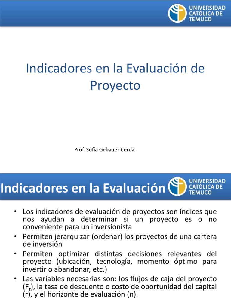 Indicadores Evaluacion de Un Proyecto | PDF | Tasa interna de retorno ...