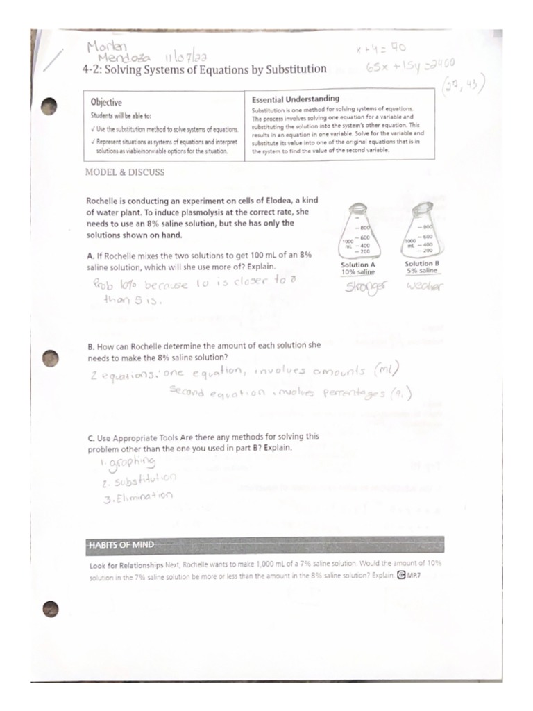 4-2 Solving Systems of Equations by Substitution | PDF