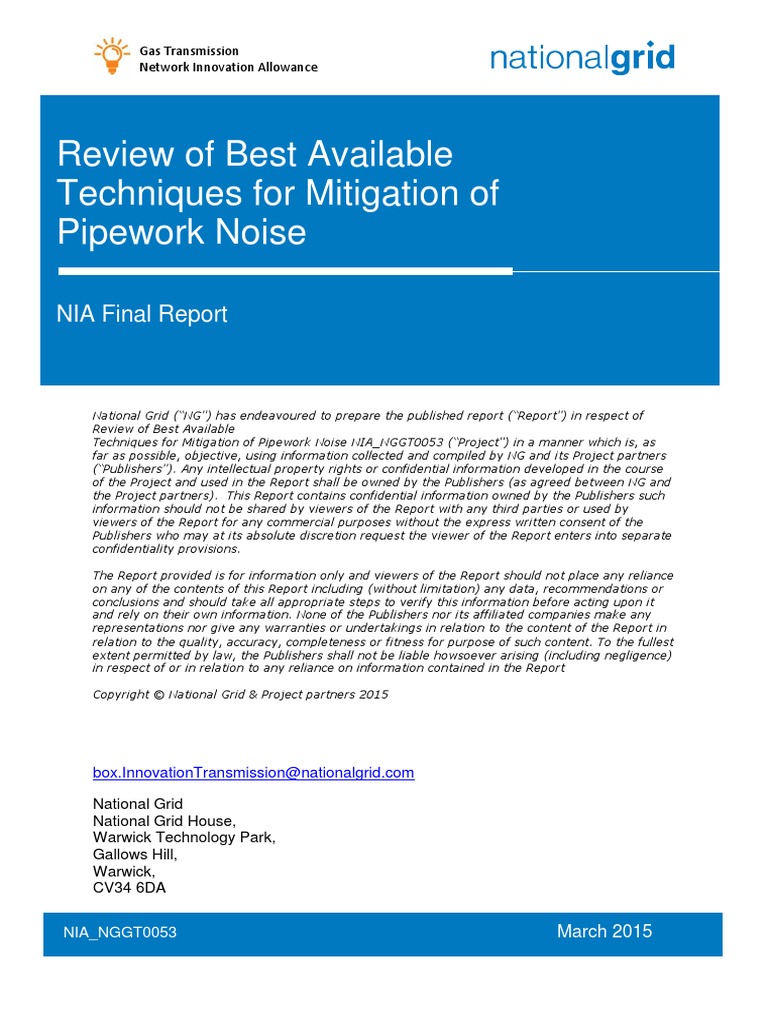 NIA NGGT0053 Pipeline Noise Mitigation - Final Repo 150714111738 | PDF