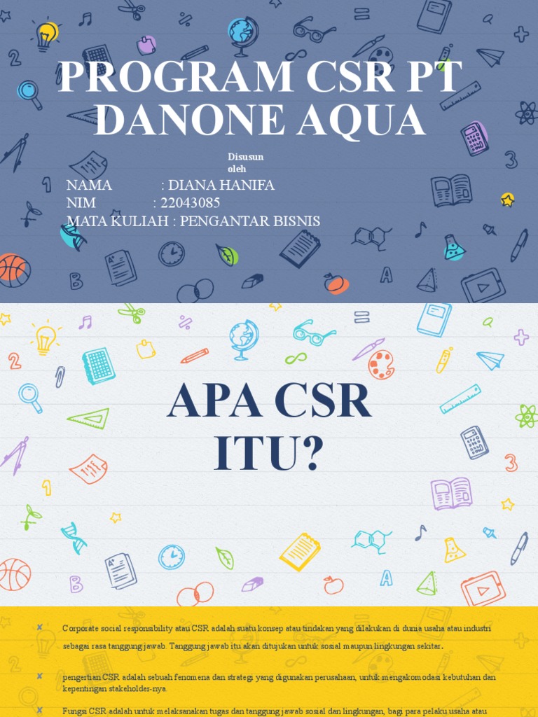 Program CSR PT Danone Aqua: Nama: Diana Hanifa Nim: 22043085 Mata ...