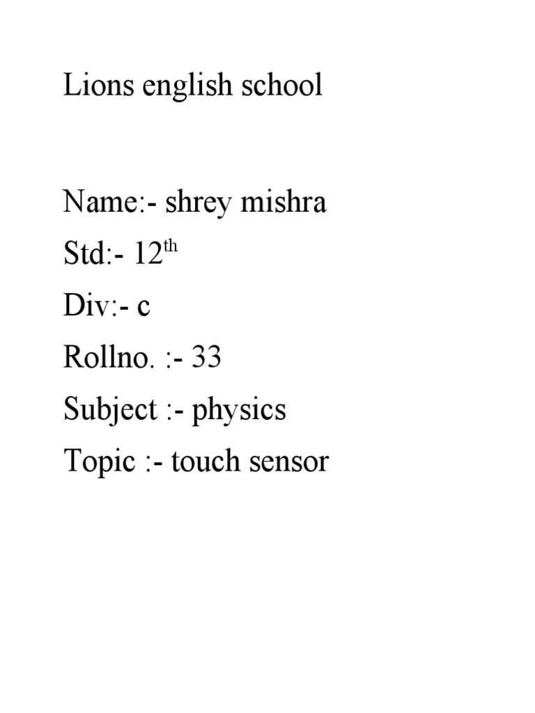 Touch Sensor | PDF | Touchscreen | Capacitor