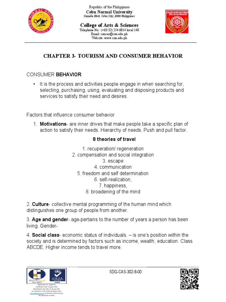 Tourism And Consumer Behavior Pdf Consumer Behaviour Behavior