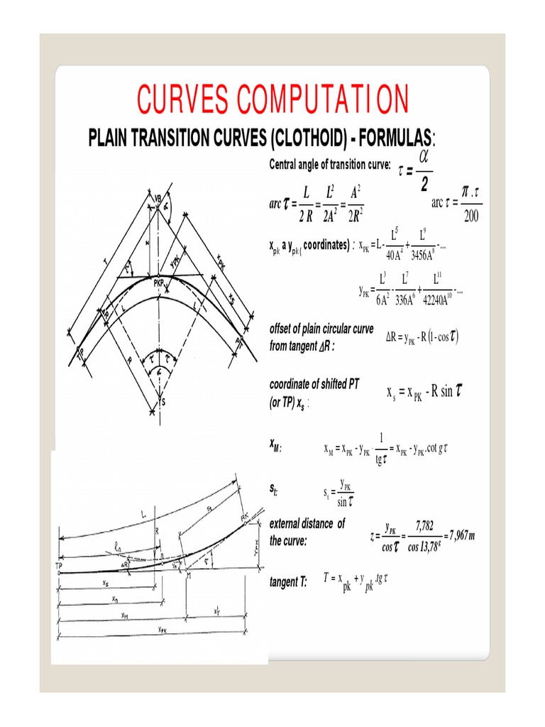 Practice 02b - CURVES COMPUTATION-PLAIN CIRCULAR ARC and TRANSITIONS | PDF | Angle | Curve