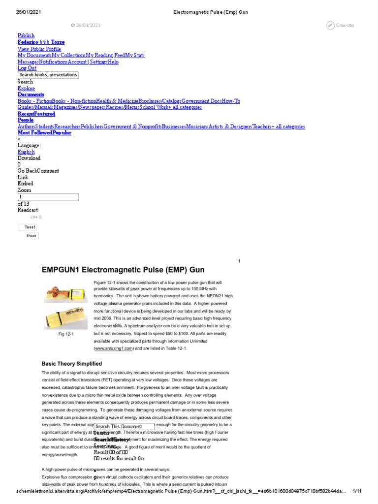 Electromagnetic Pulse (Emp) Gun | PDF