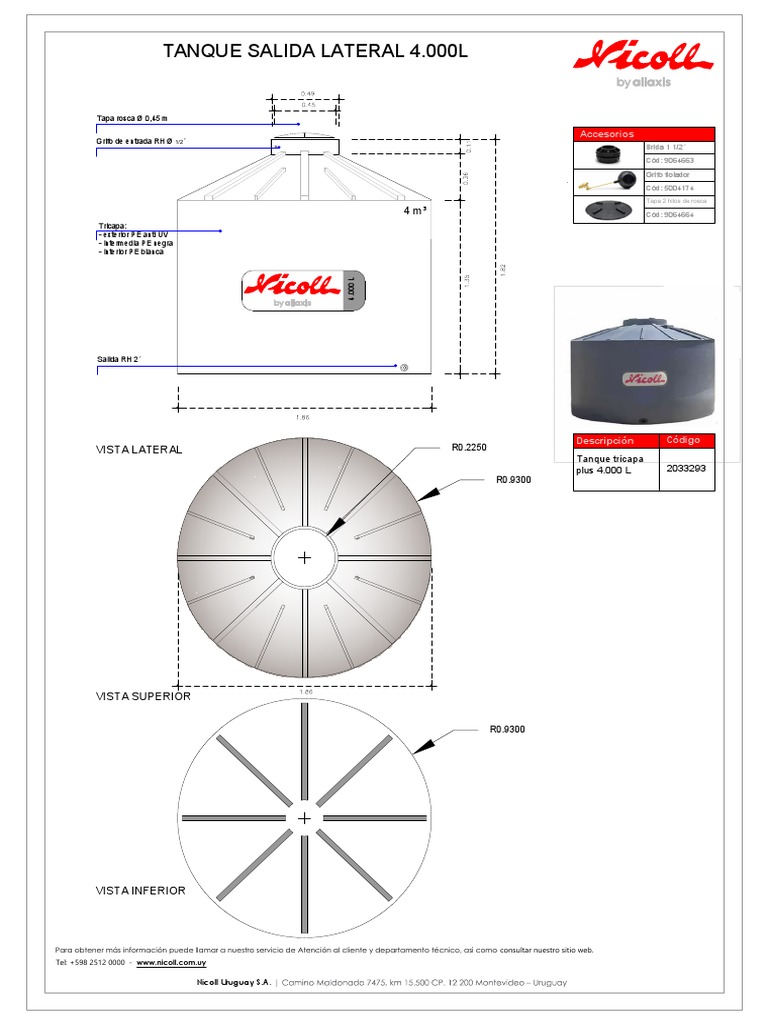 Planilla de Tanques PLUS Salida Lateral - NICOLL | PDF