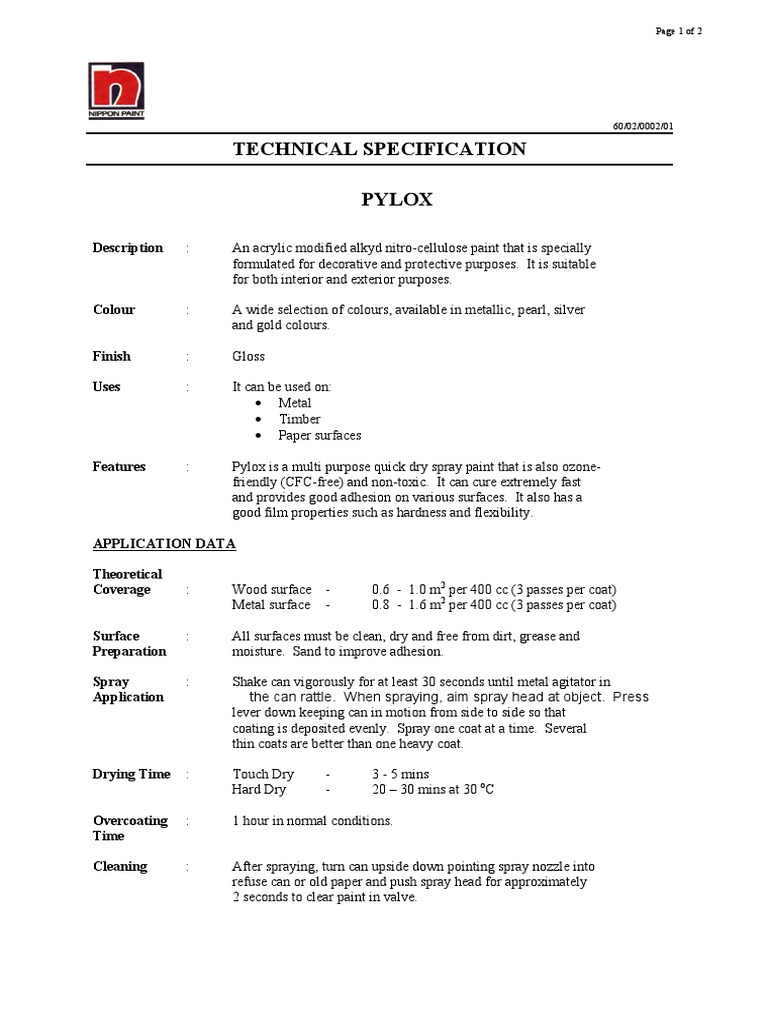 MSDS Pylox Spray Paint | Download Free PDF | Paint | Materials