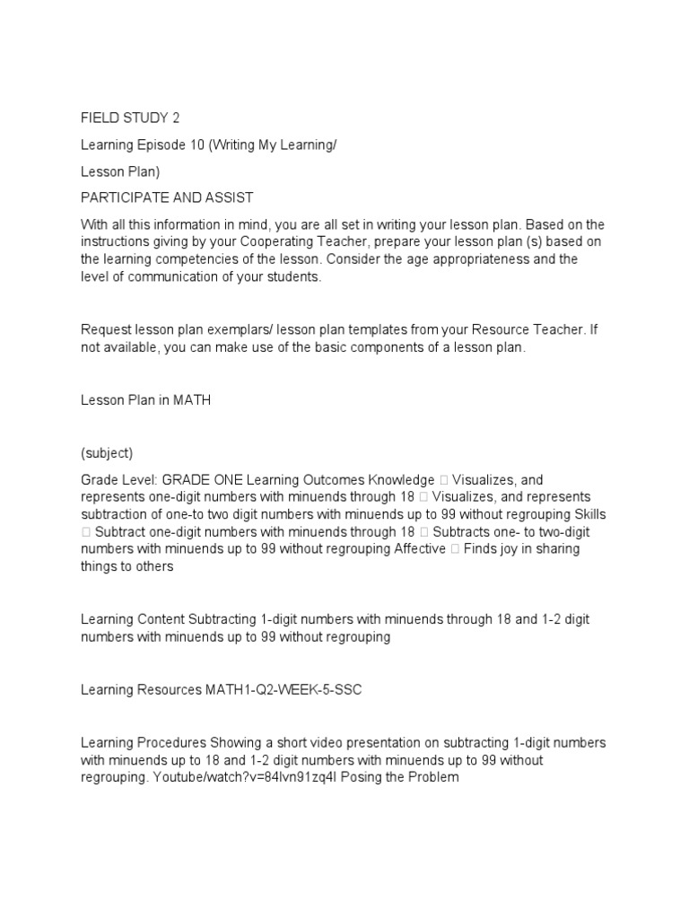 FS 2 Episode 10 | PDF | Lesson Plan | Learning