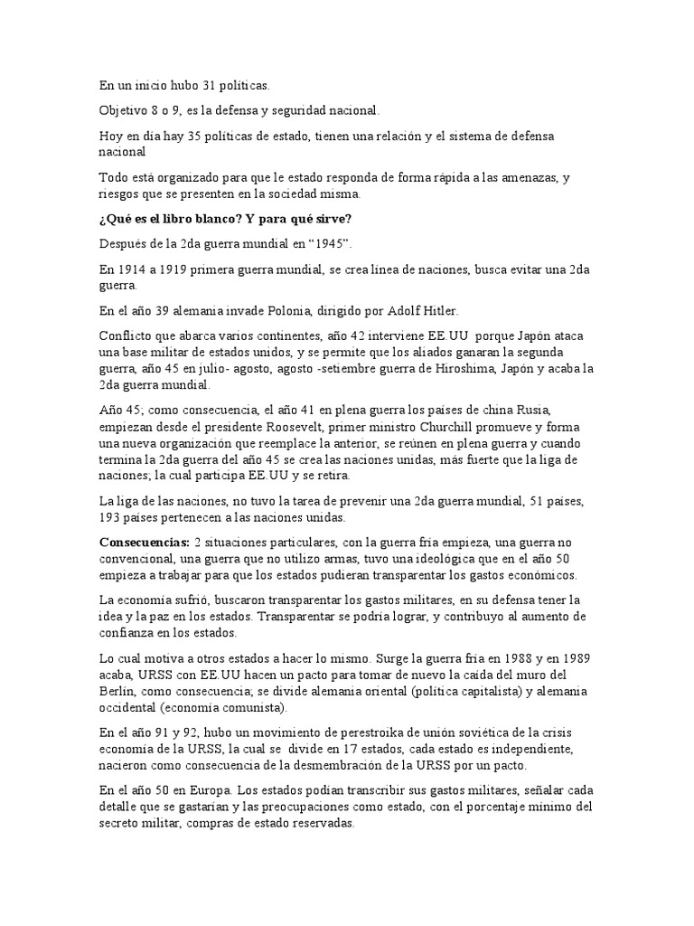 Evolución del Libro Blanco en Defensa Nacional | PDF | Segunda Guerra ...