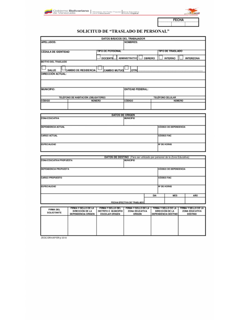 Planilla de Traslado | PDF