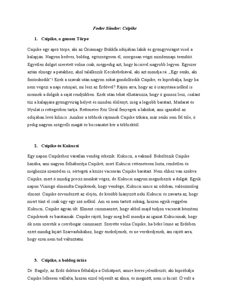 Fodor SÃ¡ndor Csipike | PDF