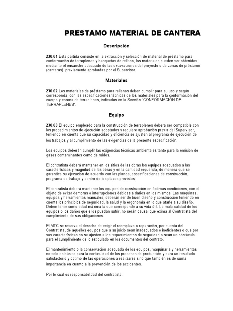 Prestamo Material de Cantera | PDF | Factores humanos y ergonomía | Cantera