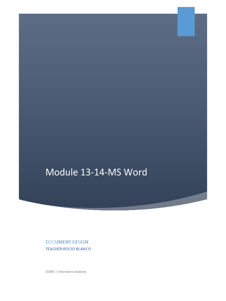 Module 13-14 - Document Design - WQ22 | PDF | Microsoft Word | Computing