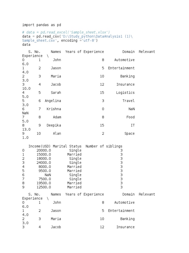 Data Analysis 1 | PDF | Mean | Computing