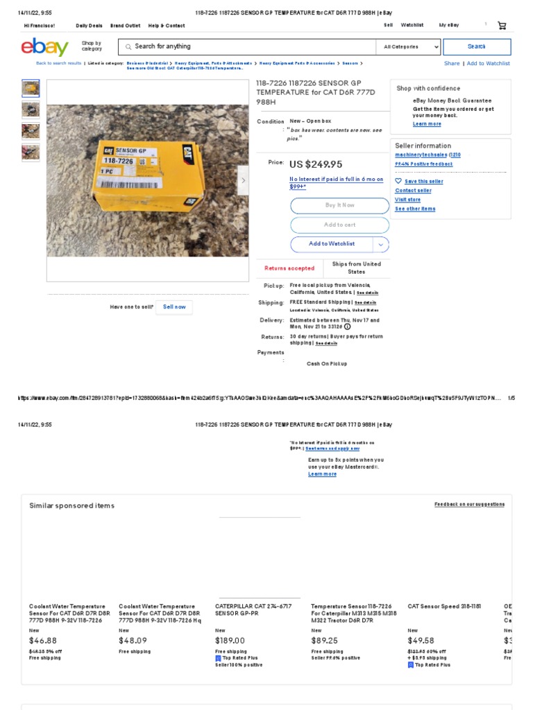 118-7226 1187226 Sensor GP Temperature For Cat d6r 777d 988h - Ebay | PDF