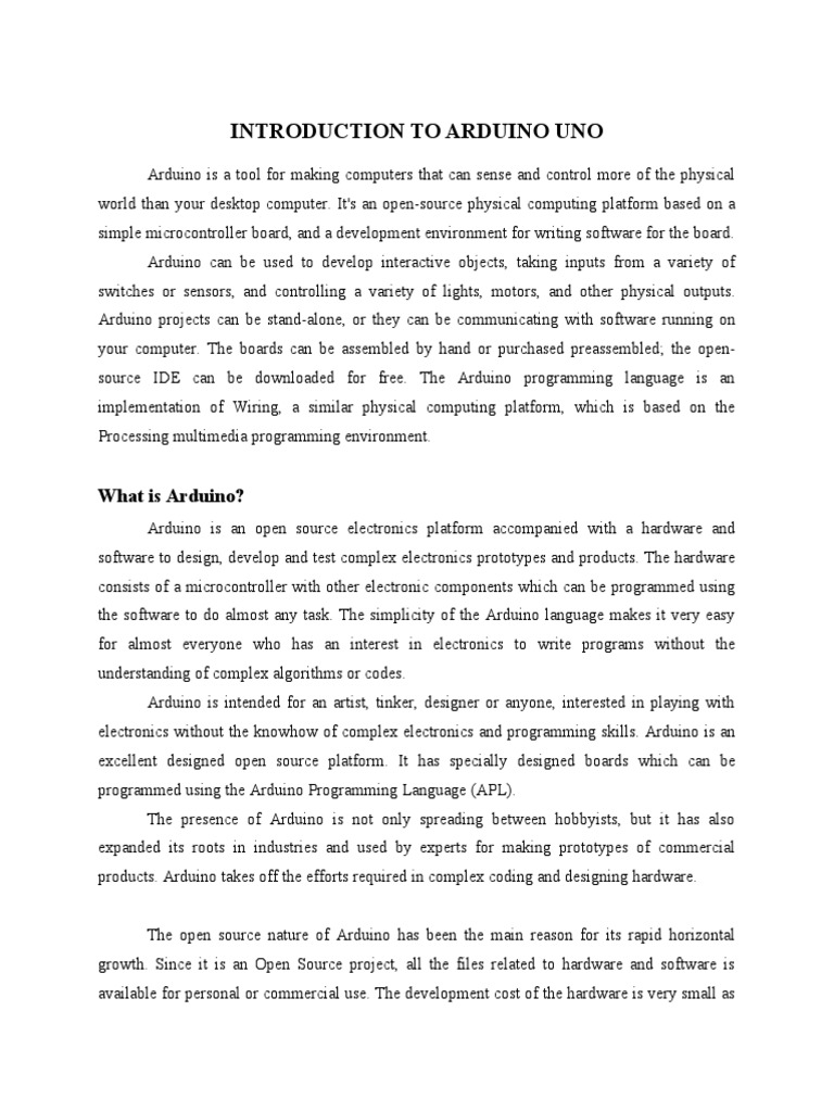 ARDUINO UNO Report | Download Free PDF | Embedded System | Arduino