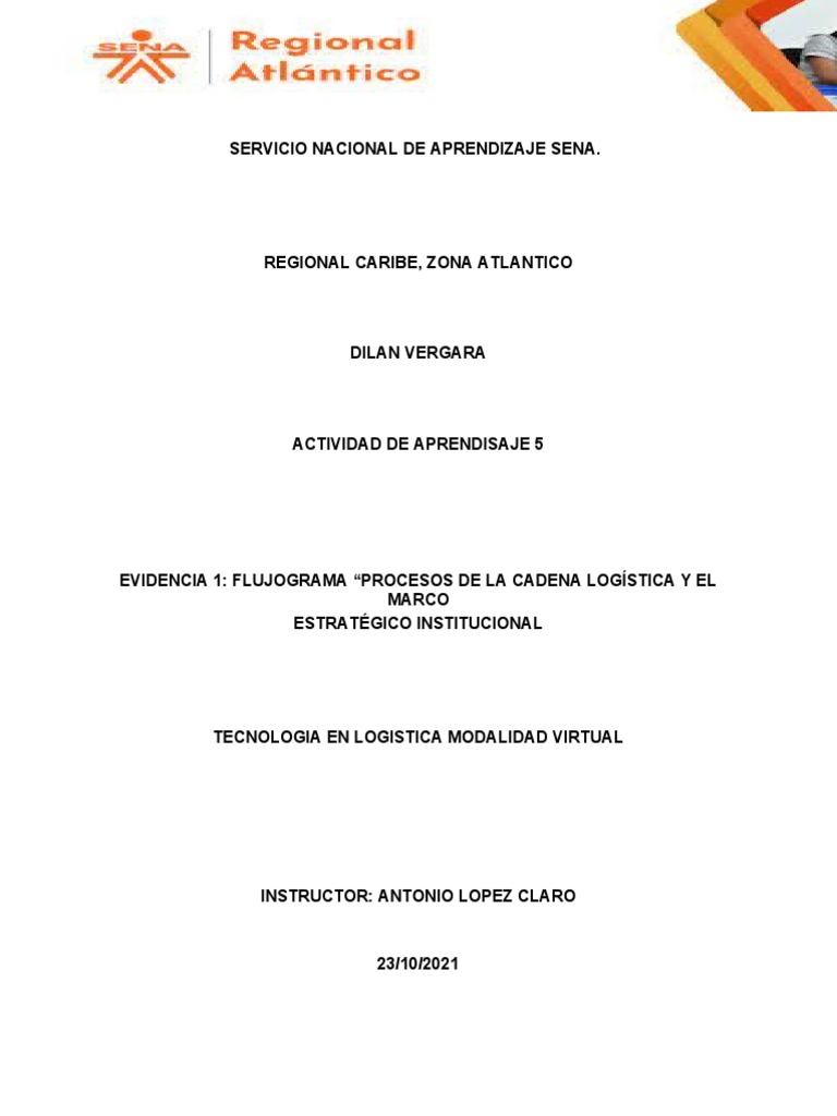 Evidencia1 Flujograma Procesos de La Cadena Logistica y El Marco ...