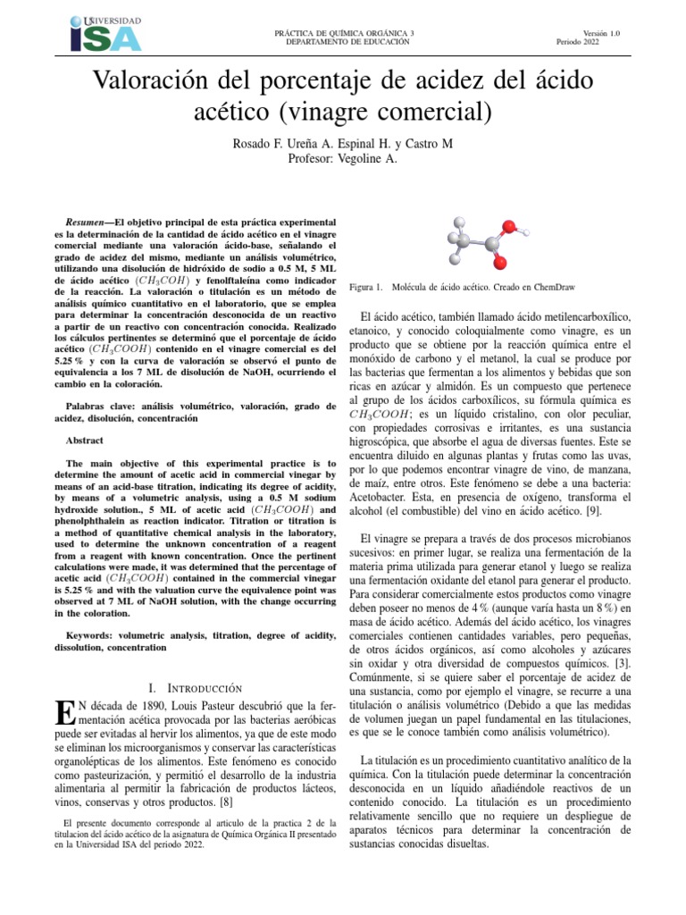 Titulacion de Vinagre | PDF | Valoración | Química Titulacion de Vinagre | PDF | Valoración | Química