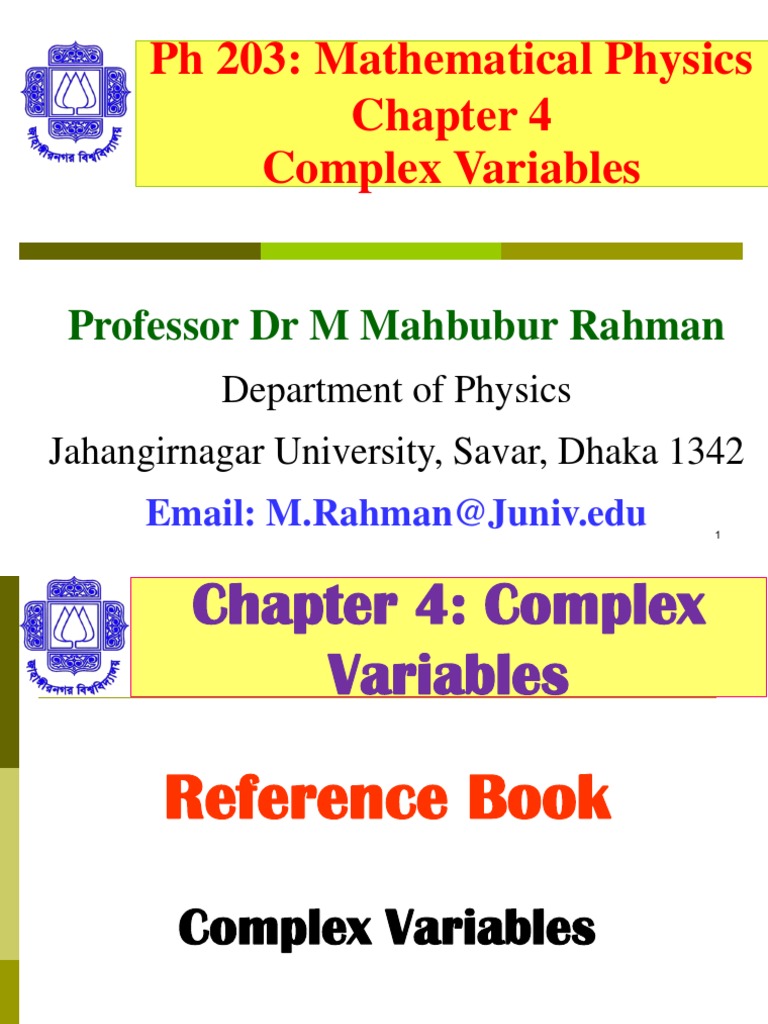 Chapter 4 Complex Variables Part 1 Pdf Complex Number Function Mathematics