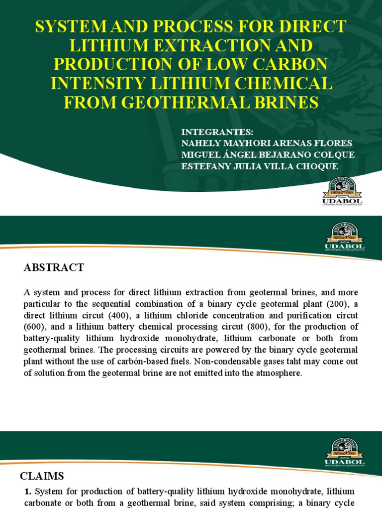 System and Process For Direct Lithium Extraction and Production of Low ...