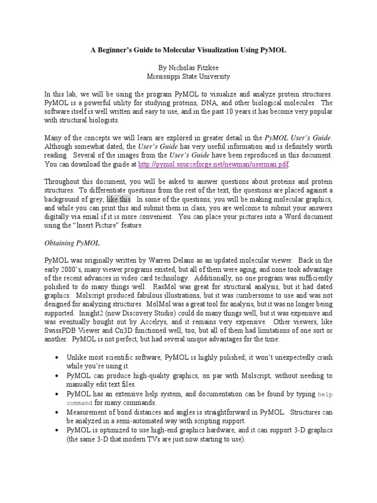 Pymol Tutorial | PDF