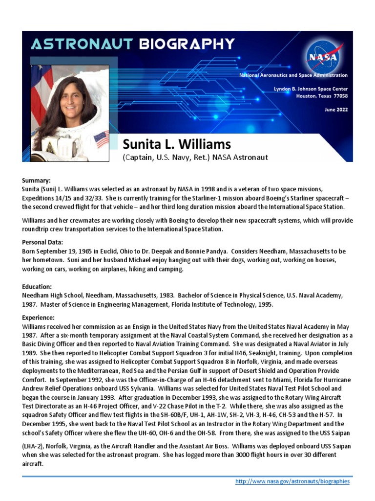 Williams S | PDF | Spacecraft | Human Spaceflight Programs