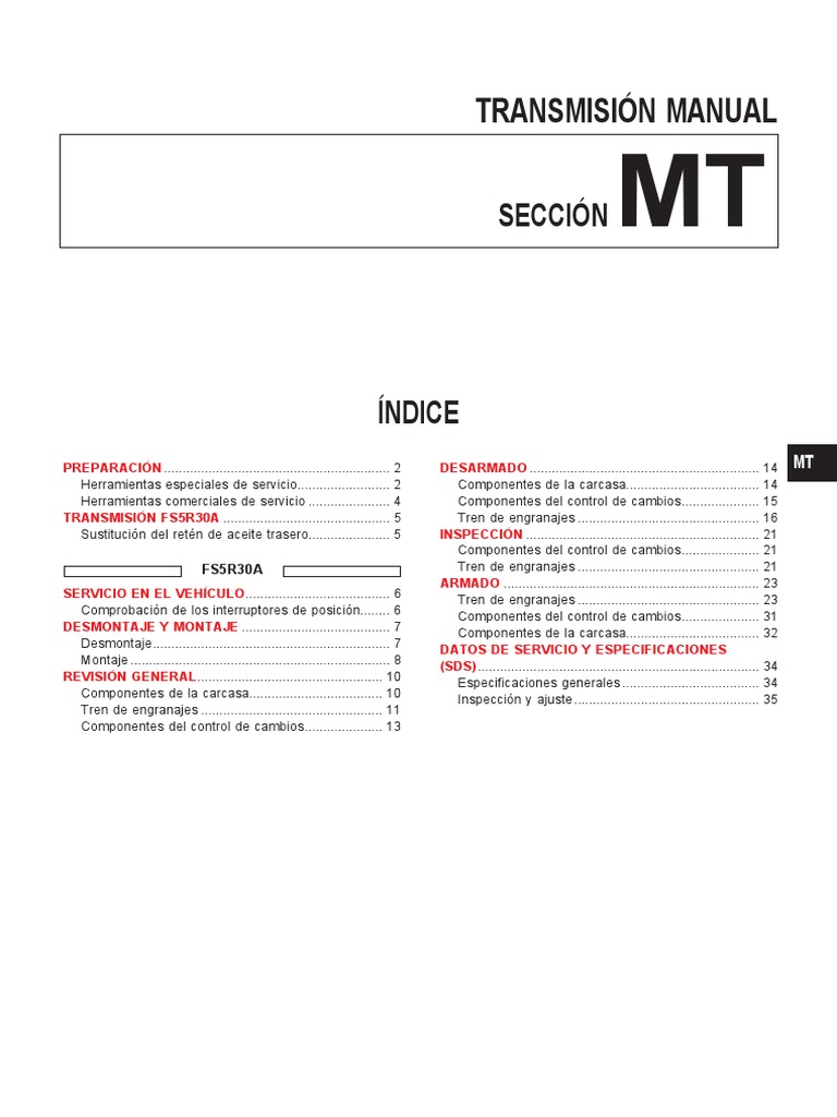 Transmisión Manual (MT) | PDF