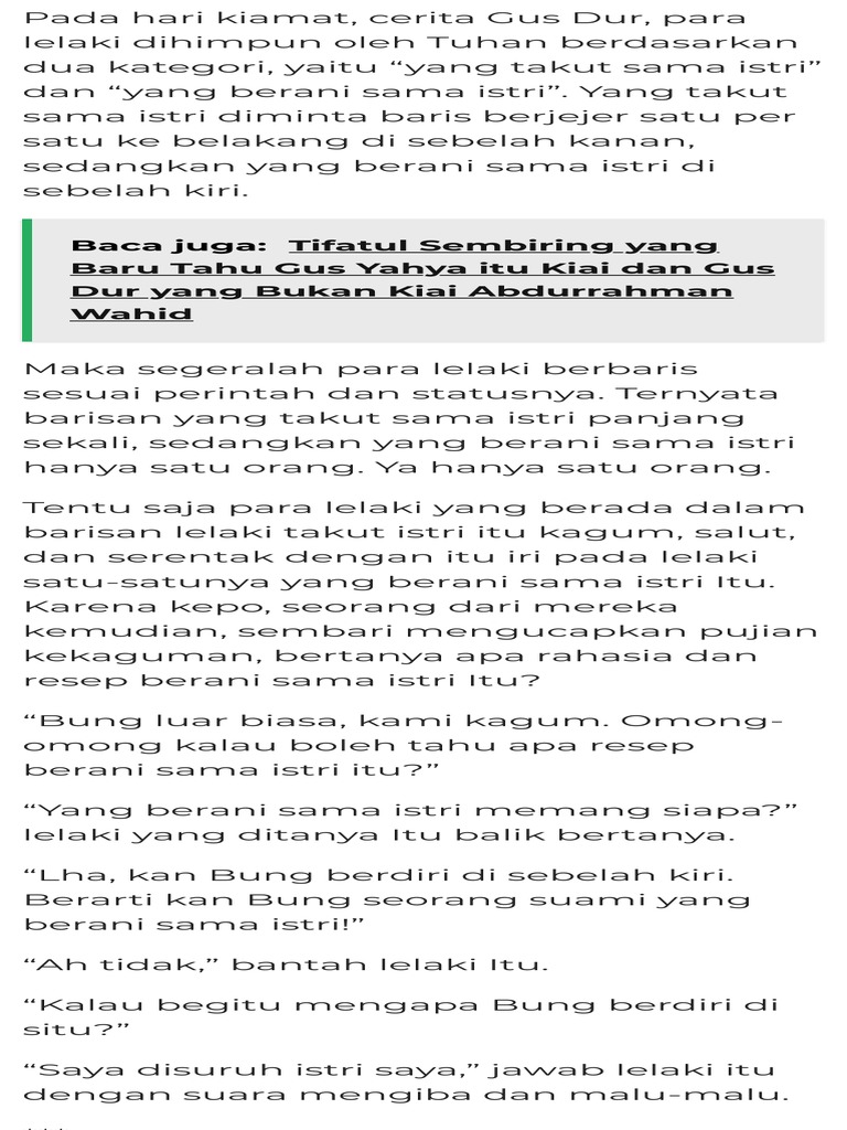 Humor Gus Dur Dalam Semangkok Soto Pak Soleh Yang Menyenangkan Dan Mengenyangkan - Mojok - Co | PDF