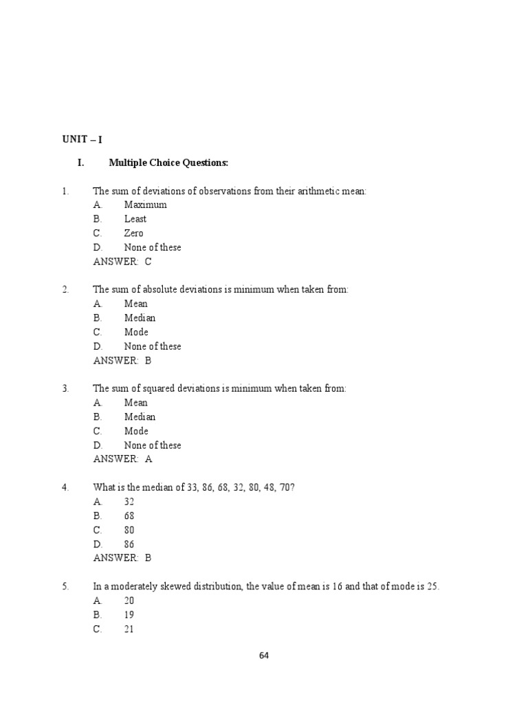 BBA LLB 121ques Bank Unit 1 - 124047 | PDF | Mean | Mode (Statistics)