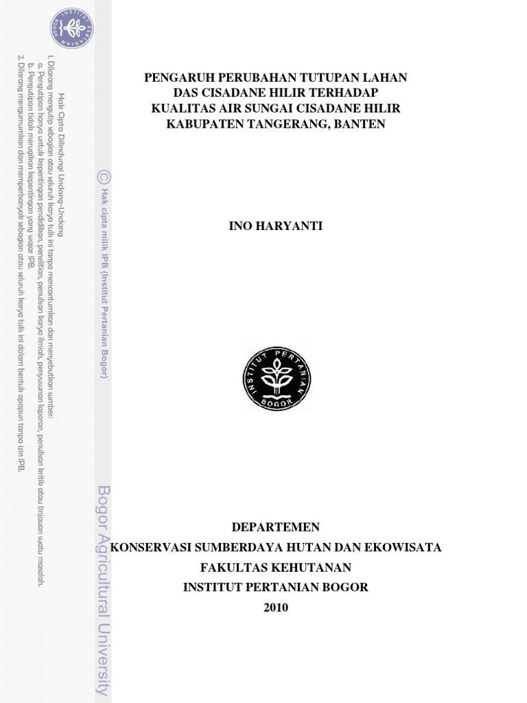 Pengaruh Perubahan Tutupan Lahan Das Cisadane Hilir Terhadap Kualitas ...