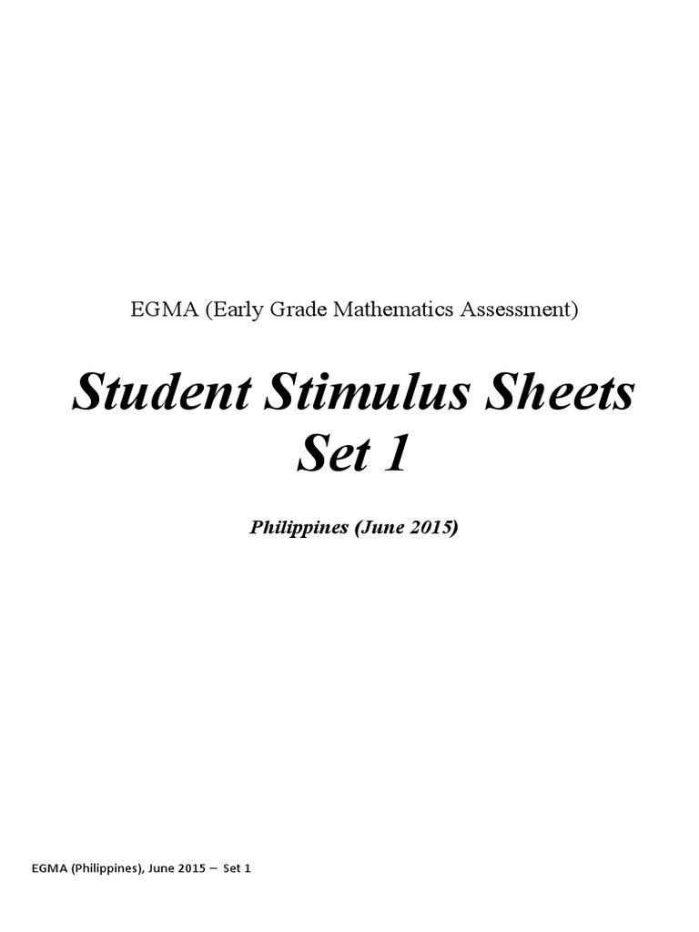 EGMA Student Stimulus Sheets Set-1 | PDF | Chess Theory | Chess