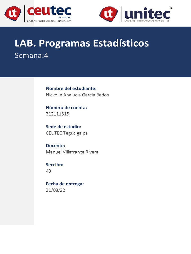 TAREA 4 Laboratorio Programas Estadisticos | PDF | Regresión lineal ...