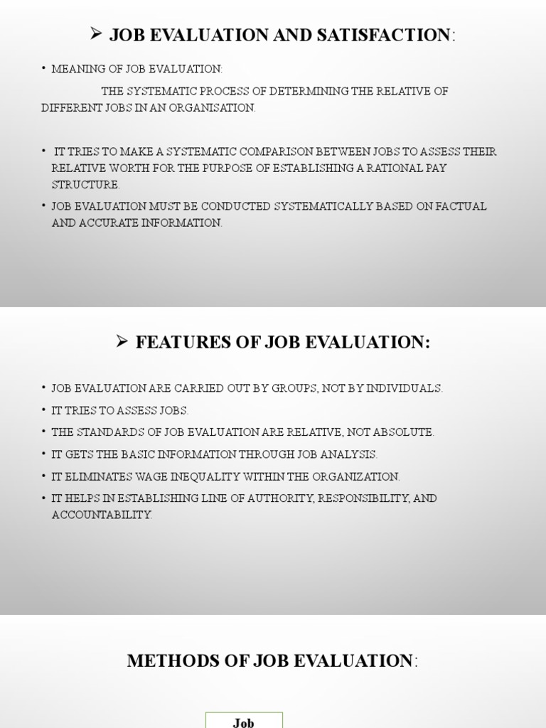 Job Evaluation and Satisfaction | PDF