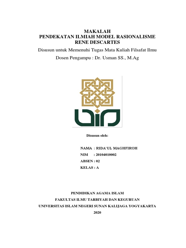 Pendekatan Rasionalisme Rene Descartes - Ridaul Maghfiroh - 02 | PDF ...