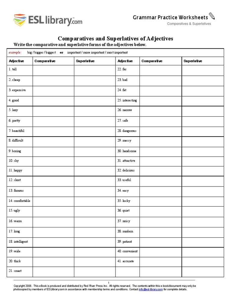 1 - Updated - Superlatives Worksheet With Answers | PDF