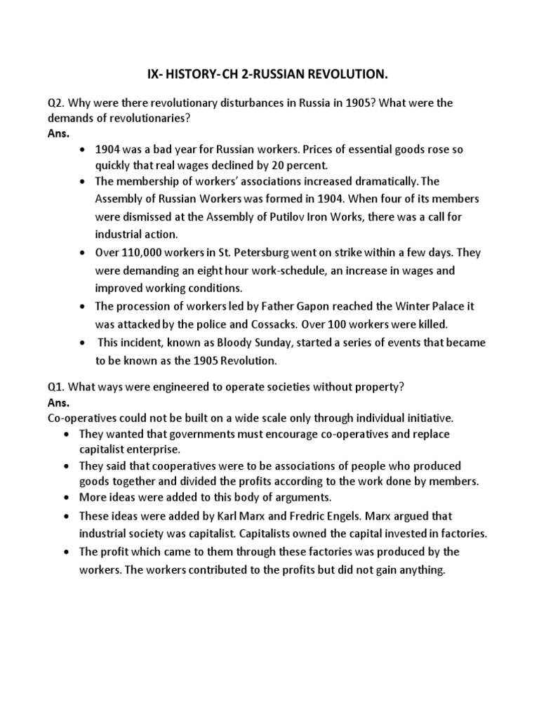 IX - History Ch-2 - Russian Revolution - QA - 030822 | PDF