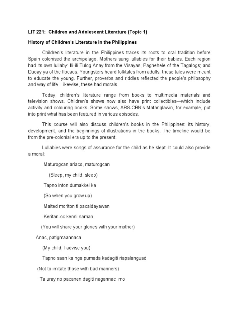 Children's Literary Pieces | PDF | Philippines