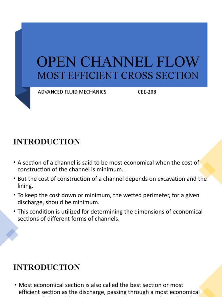 Most Efficient Channel Cross Sections for Open Flow | PDF