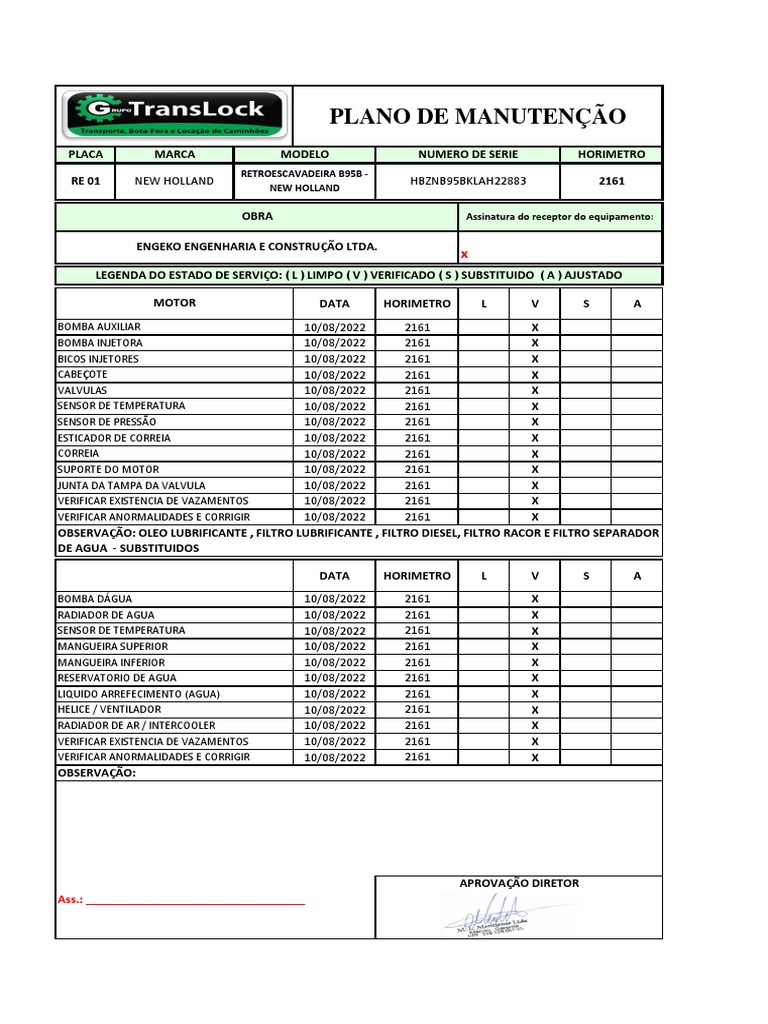 Plano De Manutenção Re 01 Engeko Pdf