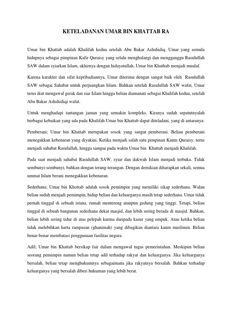 Keteladanan Umar Bin Khattab Ra Pdf