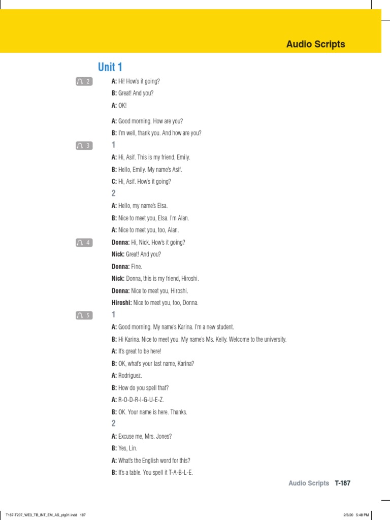 World English 3e Level Intro Students Book Audio Scripts | Download ...